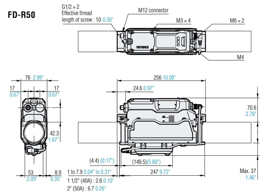 Keyence FD-R Series Clamp On Ultrasonic Water Flow Meter